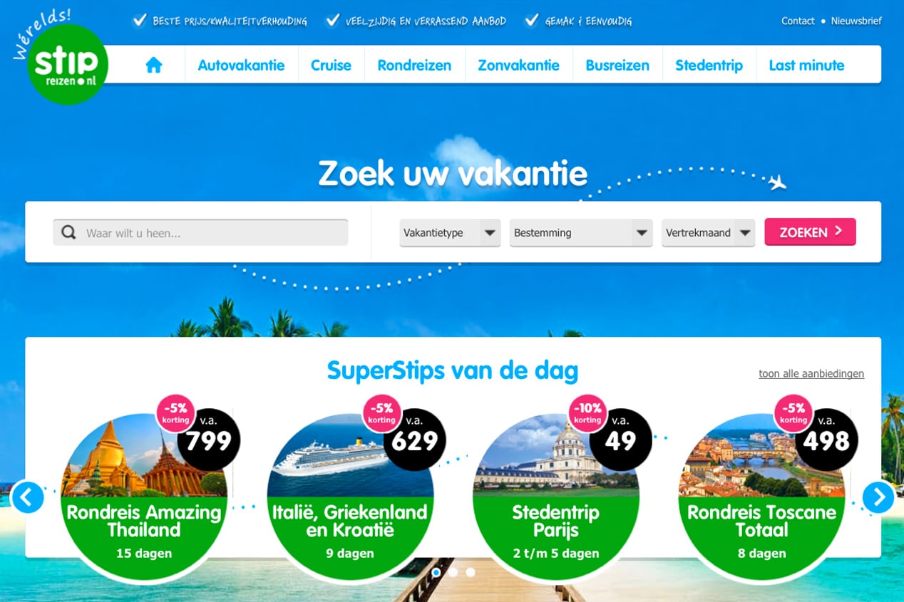 Nieuwe huisstijl en website Stip Reizen - Travelpro